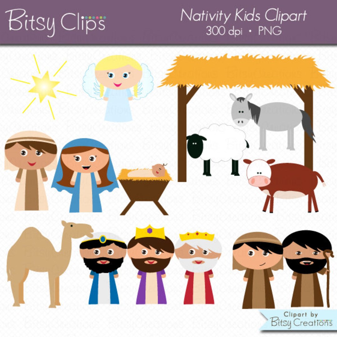 Christmas Nativity Kids Clipart Digital Art Set Commercial Use Clip Art ...