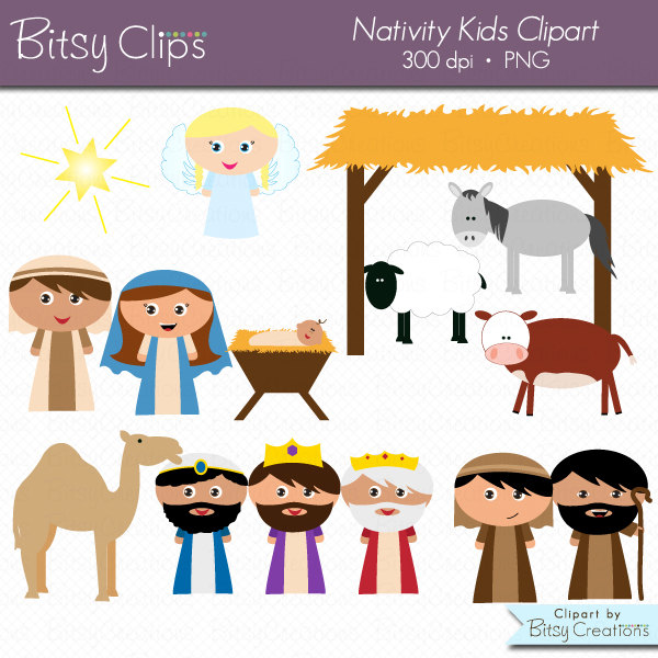 Christmas Nativity Kids Clipart Digital Art Set Commercial Use Clip Art ...
