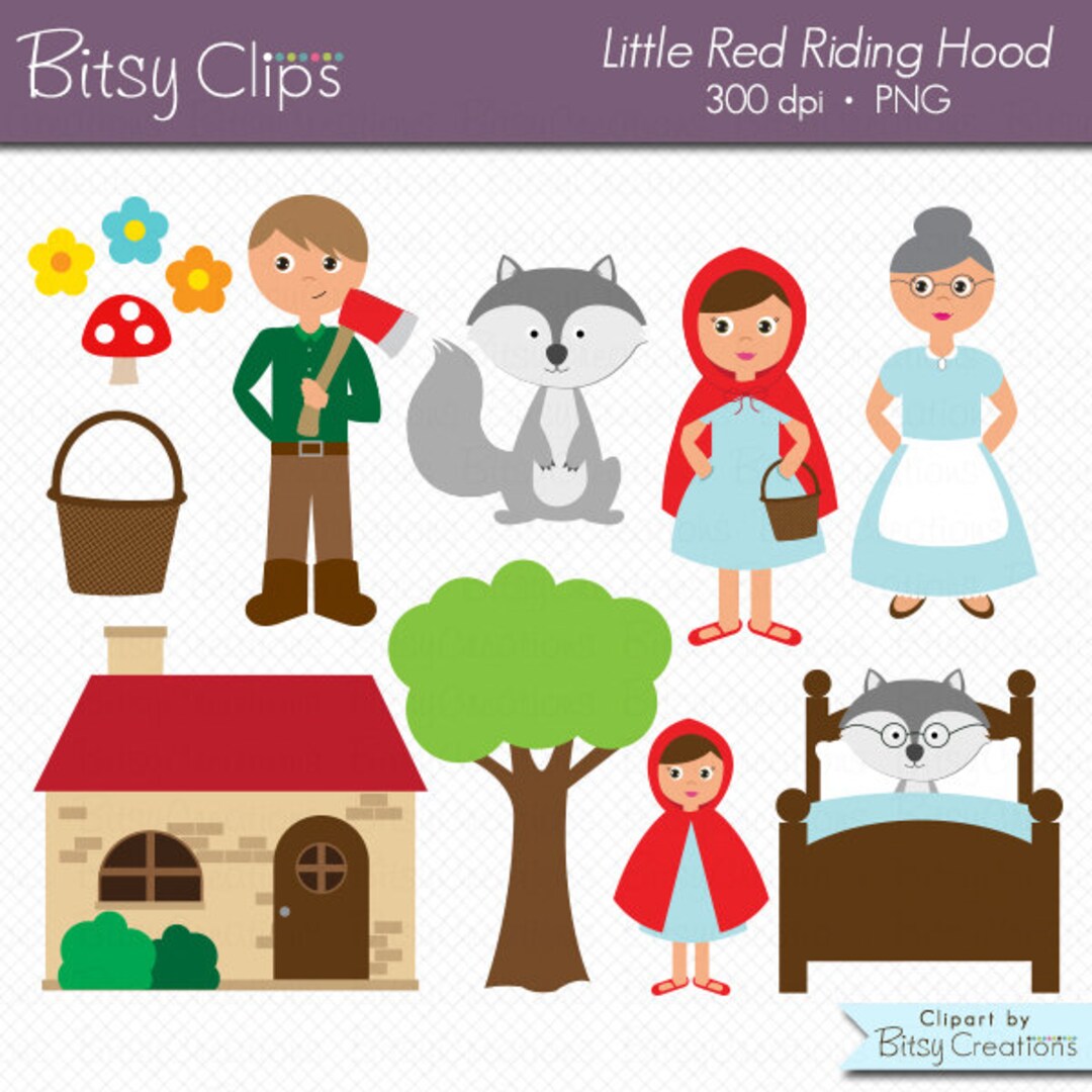 Little Red Riding Hood Clipart Commercial Use Clip Art INSTANT Download ...