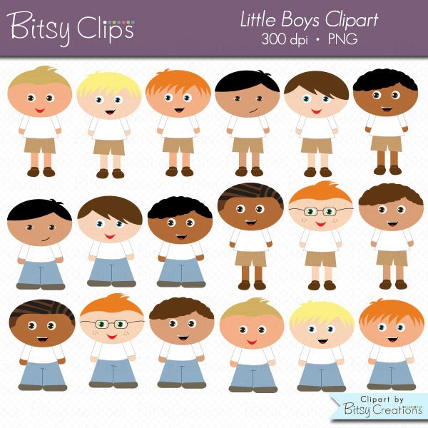Little Boys Digital Art Set Clipart Commercial Use Clip Art INSTANT ...