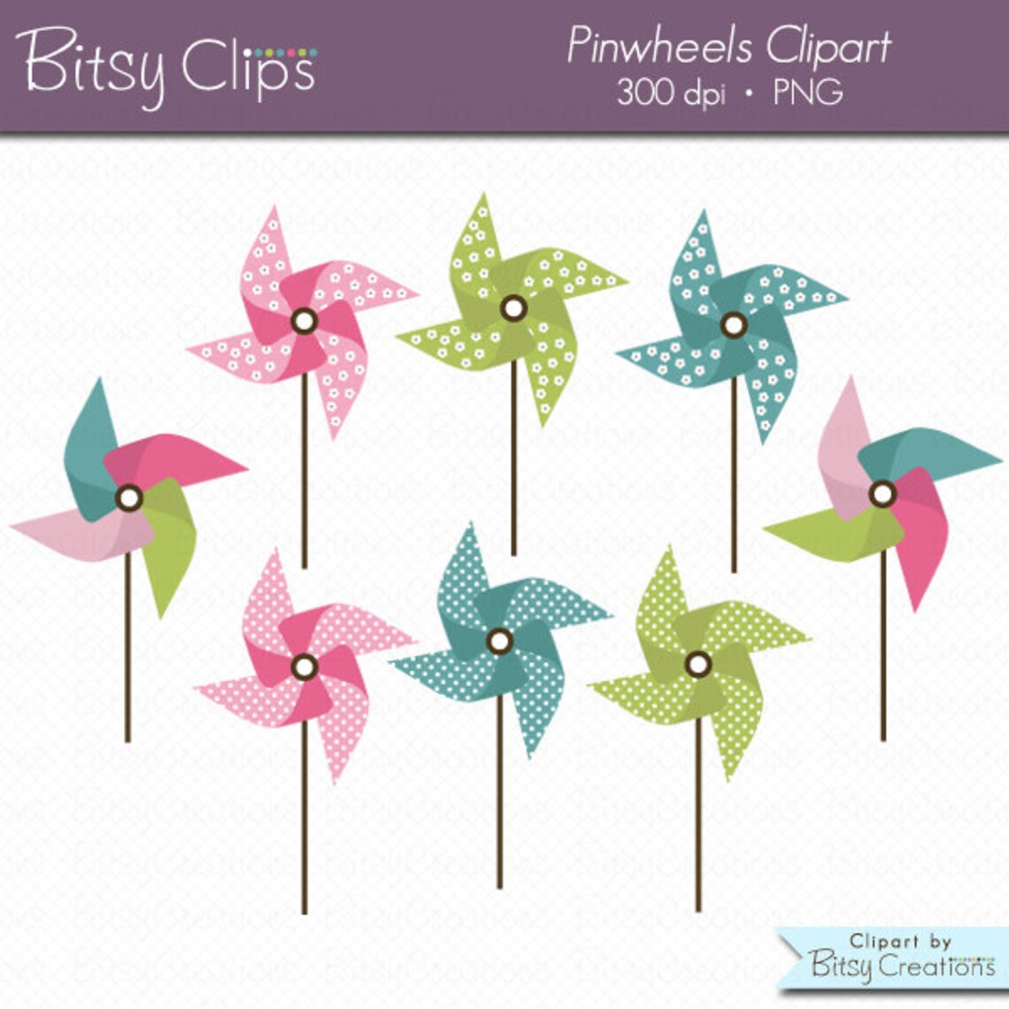 Pinwheels Digital Art Set Clipart INSTANT DOWNLOAD Pinwheel Clipart - Etsy