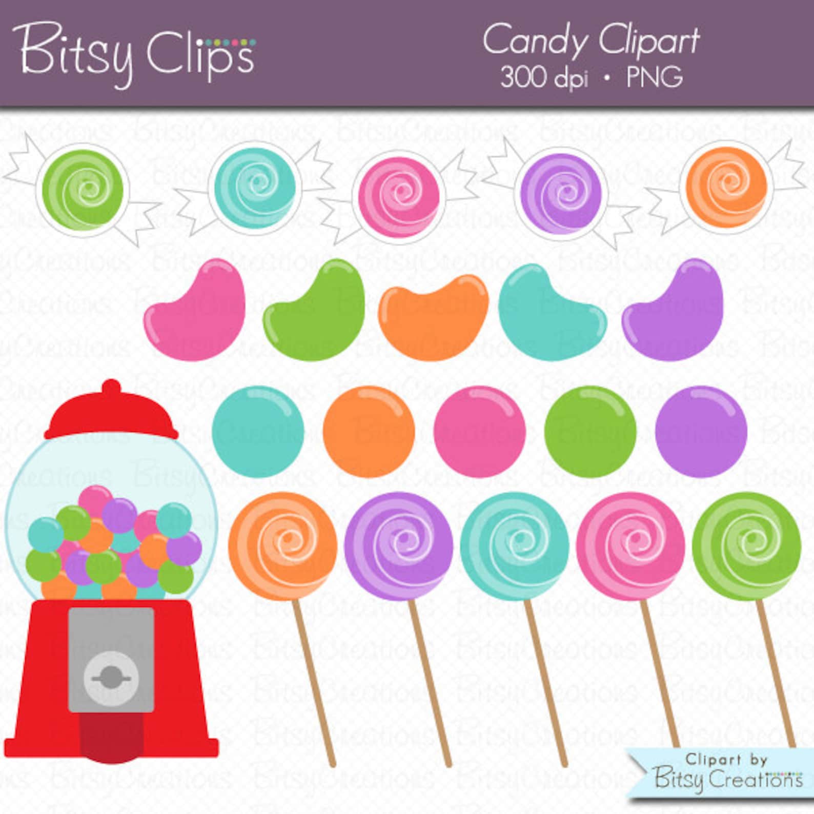 Candy Digital Art Set Clipart Commercial Use Clip Art INSTANT DOWNLOAD ...