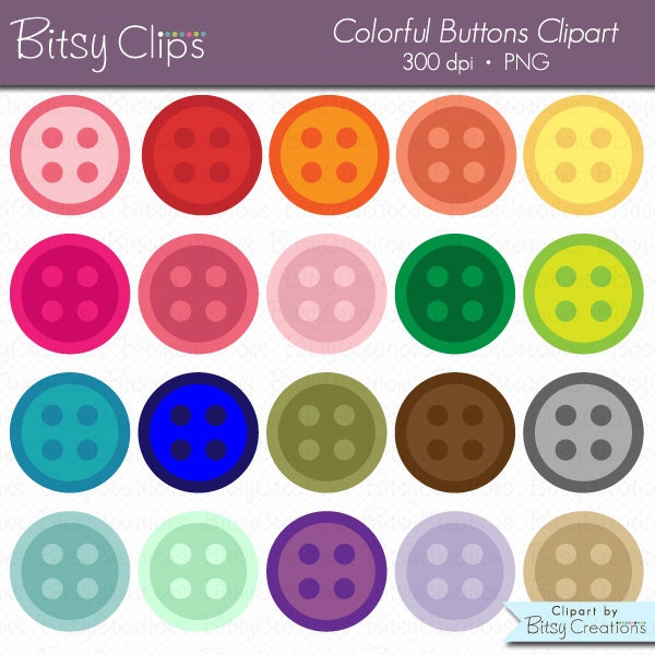 Colorful Buttons Digital Art Set Clipart INSTANT DOWNLOAD Button ...
