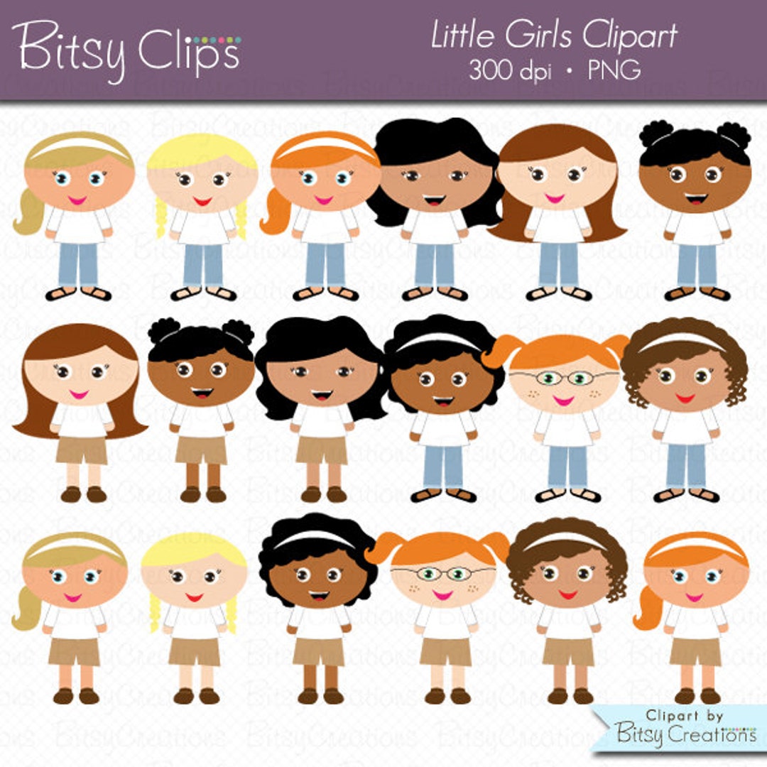 Little Girls Digital Art Set Clipart Commercial Use Clip Art INSTANT ...