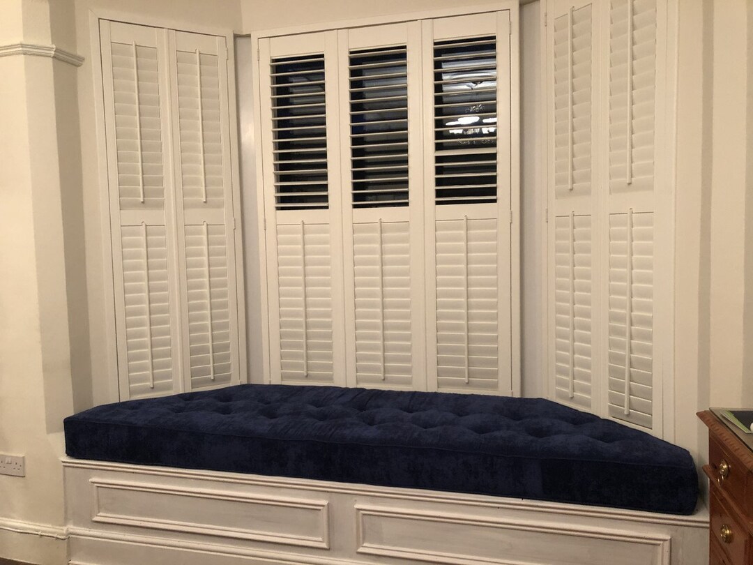 Deep Buttoned Midnight Blue Window Seat Cushion, Top Quality, Made to ...