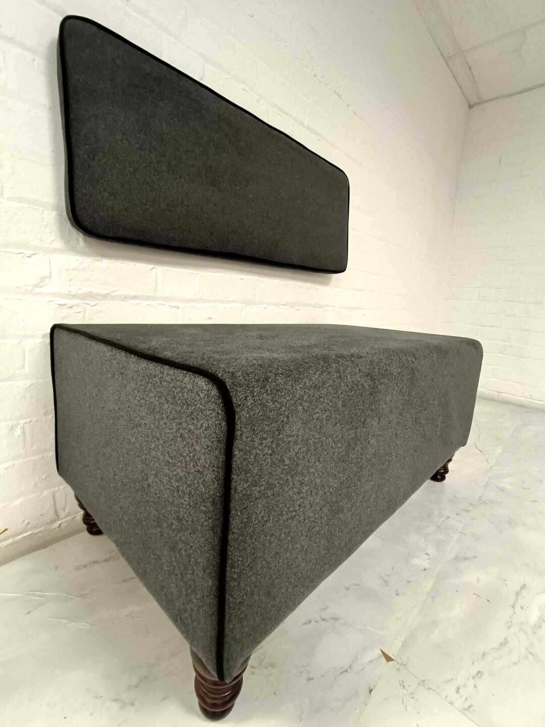 Kitchen Booth Banquette Seating Footstool Back Cushion Dark Grey CUSTOM ...