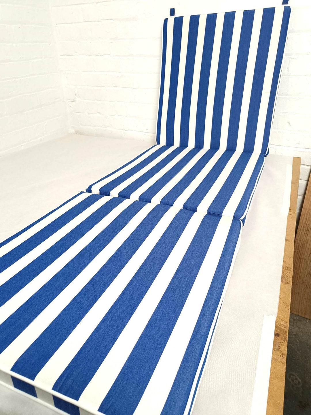 Sunlounger Sun Bed Outdoor Seat Cushions Foldable Fully Waterproof Blue ...