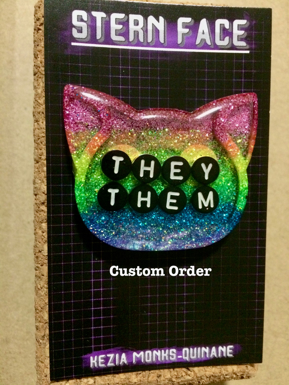 Pink They Them Cat Pin Non-binary Transgender Enby Pin | Etsy