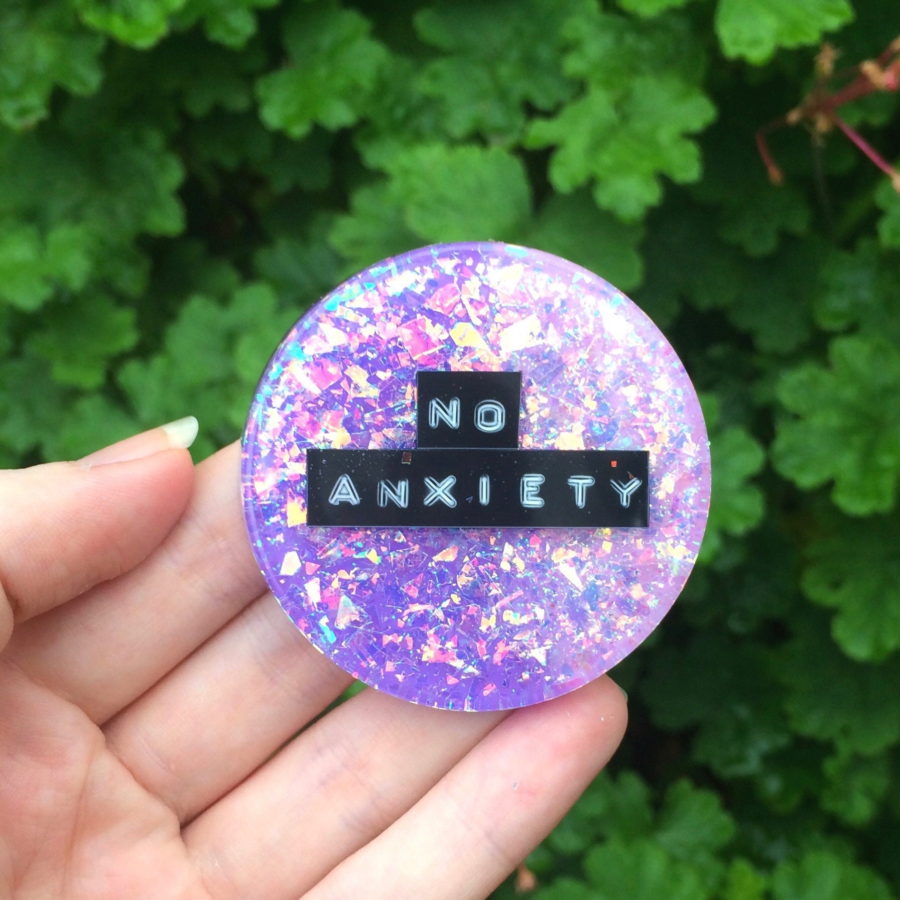 No Anxiety Purple and Pink Resin Pin, Stern Face - Etsy