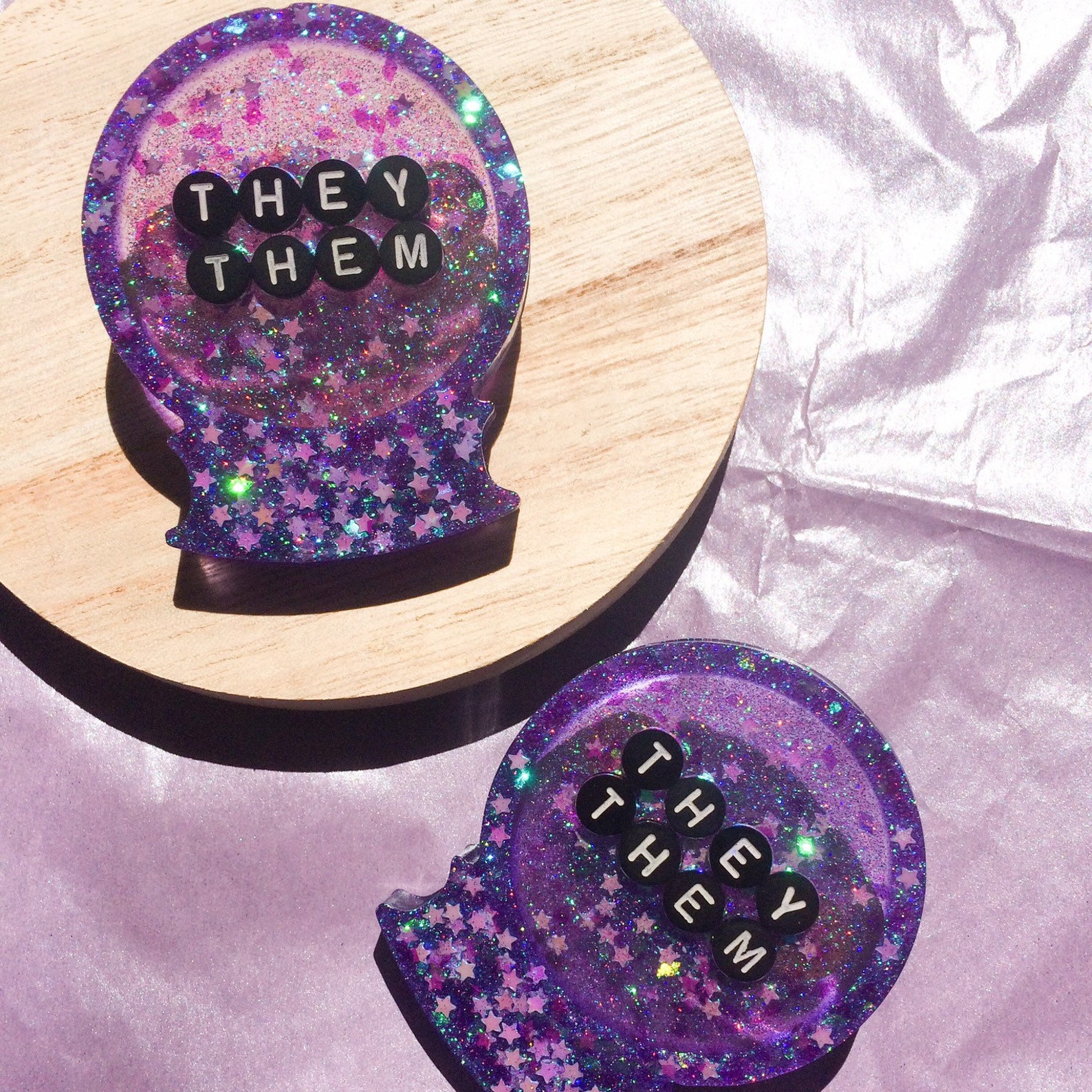 They Them Purple Pronoun Pin Non-binary Transgender Enby - Etsy