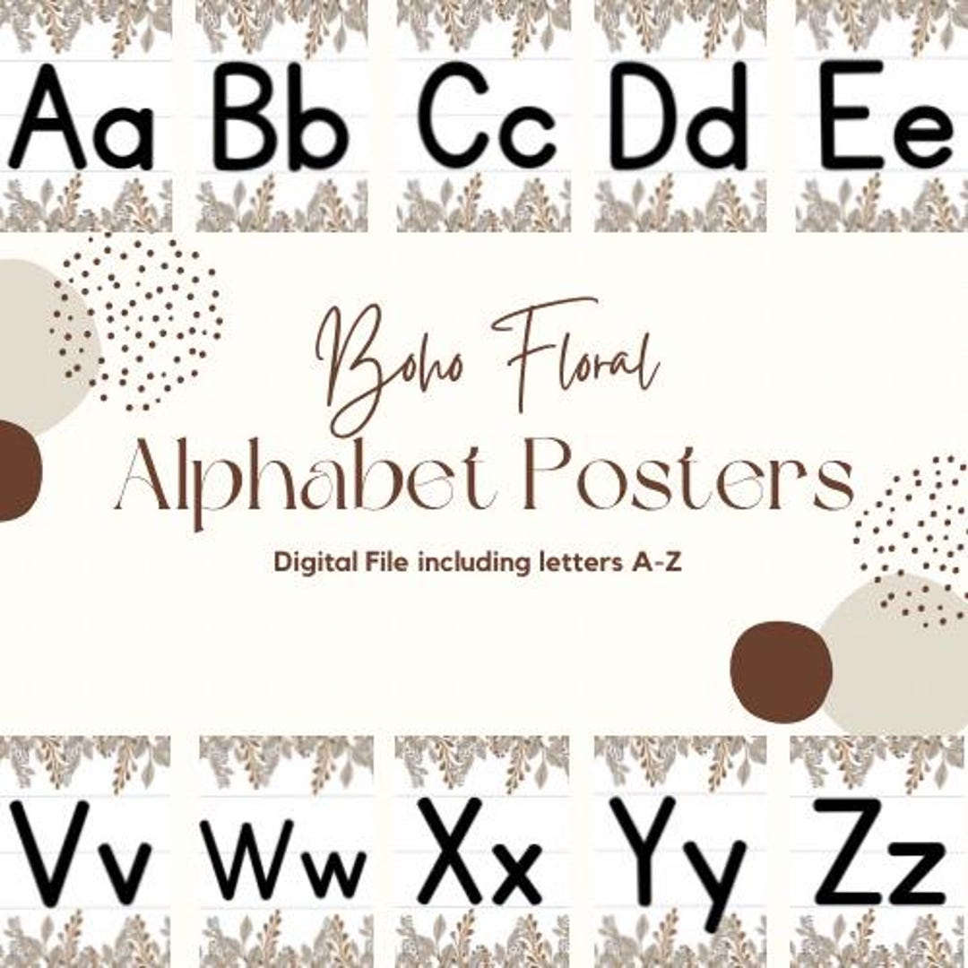 Boho ABC Poster - Printable Wall Art - Educational Alphabet Print ...