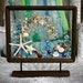 Wave Art on Wooden Stand for Beach Bathroom, Glass Art Display Frame ...
