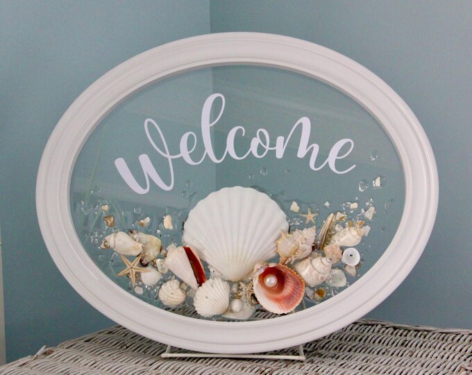 Oval Welcome Beach Sign for Coastal Decor, Coastal Wall Hanging, Beach ...