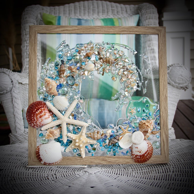 Seashell Beach Wall Art for Bathroom Decor Square Art for - Etsy