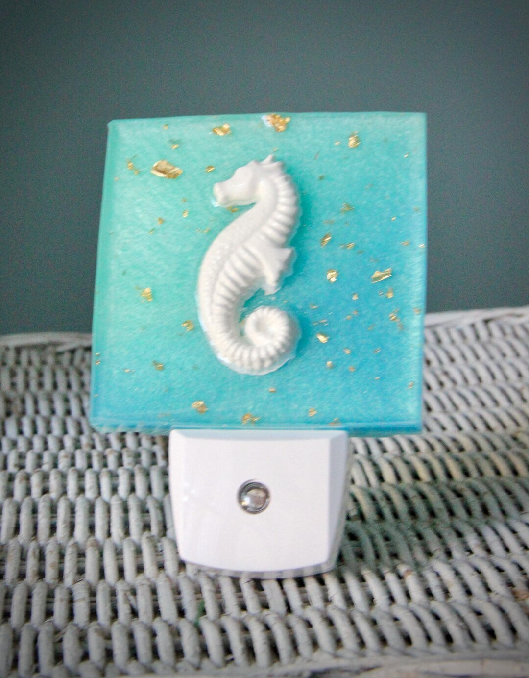 Seahorse Coastal Resin LED Nightlight, Plug-in Night Light for Beach ...
