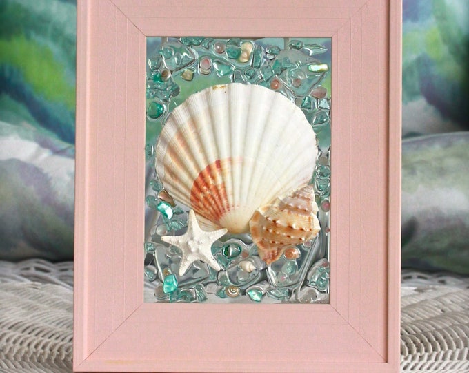 Coastal Decor of Seashell Glass Art Beach Decor of Seashell - Etsy