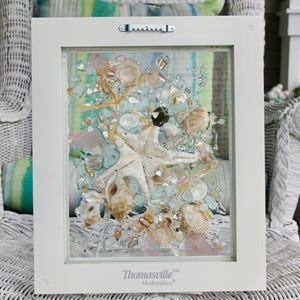 Seashell Glass Art for Beach Decor, Beach Art Made From Seashells on ...