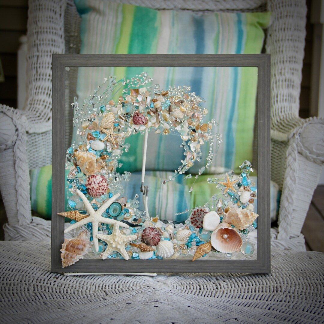 Seashell Beach Wall Art for Bathroom Decor, Square Art for Beach ...
