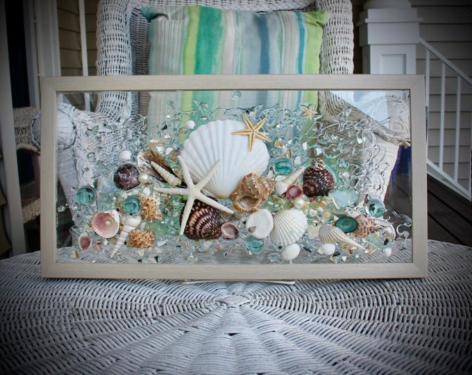 Nature Seashell Wall Hanging for Beach Decor, Horizontal Shell Art for ...