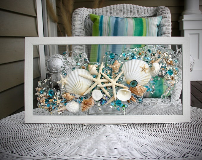 Long Seashell Wall Art for Coastal Bathroom, Coastal Decor for Beach ...