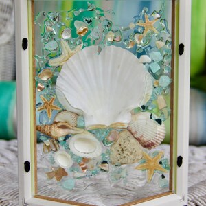 Irish Scallop Beach Art for Beach House Decor, Shell Glass Art for ...