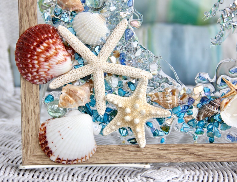 Seashell Beach Wall Art for Bathroom Decor Square Art for - Etsy