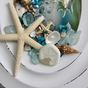 Oval Coastal Wall Hanging, Seashell Art, Nautical Decor for Bathroom ...