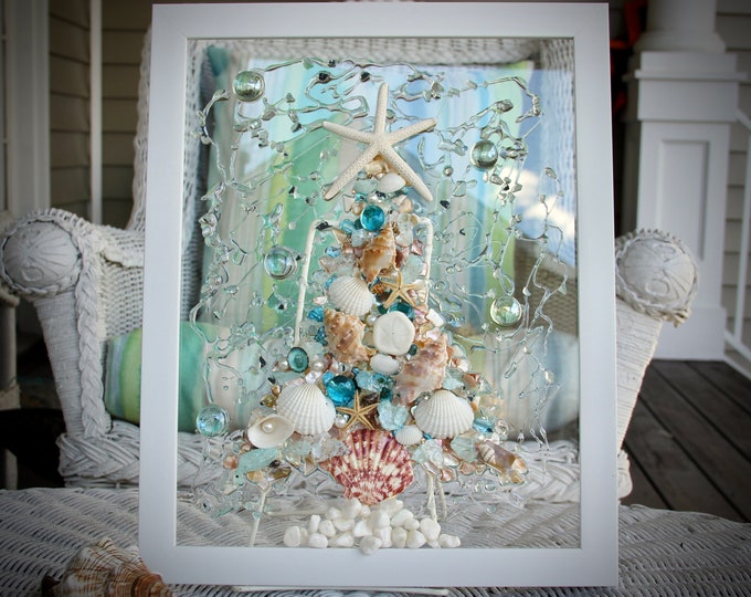 Blue Beach Christmas Decoration, Coastal Christmas Decor of Blue Shell ...