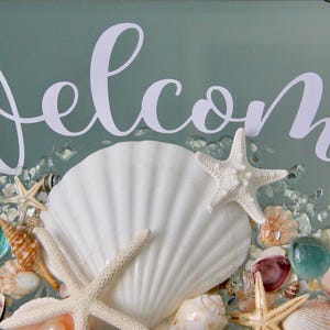 Seashell Welcome Sign: Beach Cottage Decor, Coastal Wall Art - Etsy