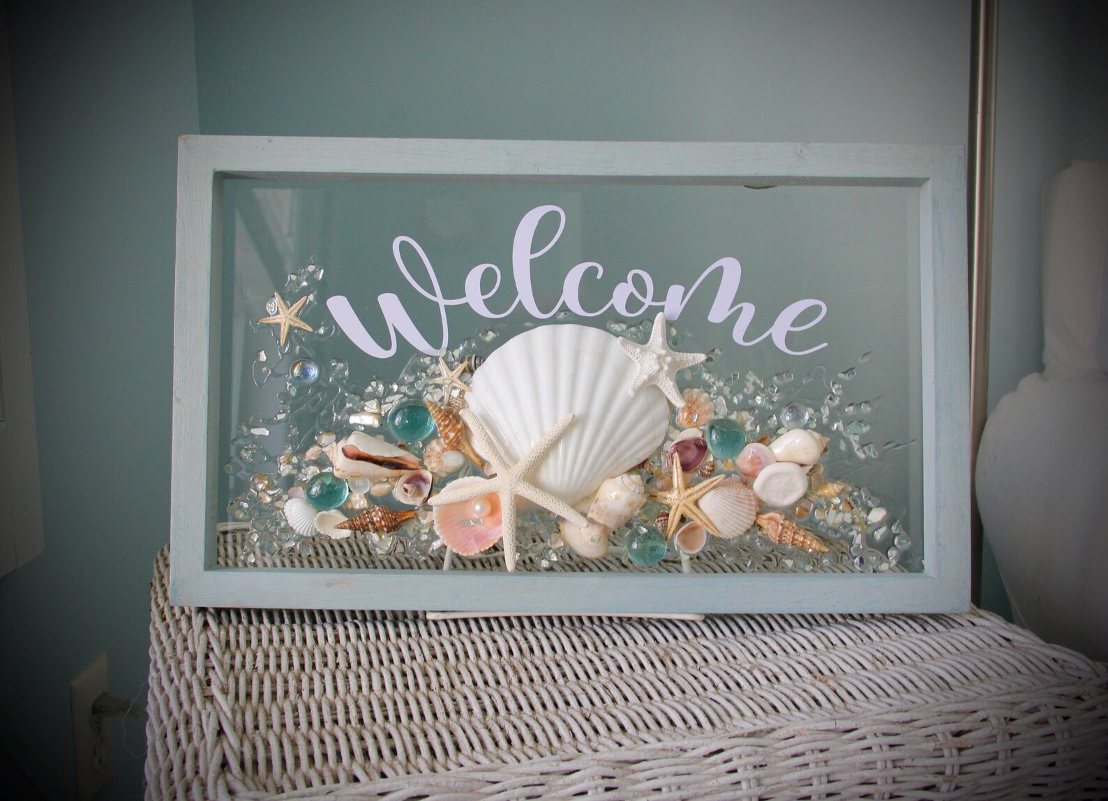 Seashell Welcome Sign: Beach Cottage Decor, Coastal Wall Art - Etsy