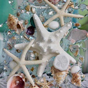 Seashell Glass Art for Beach Decor, Beach Art Made From Seashells on ...
