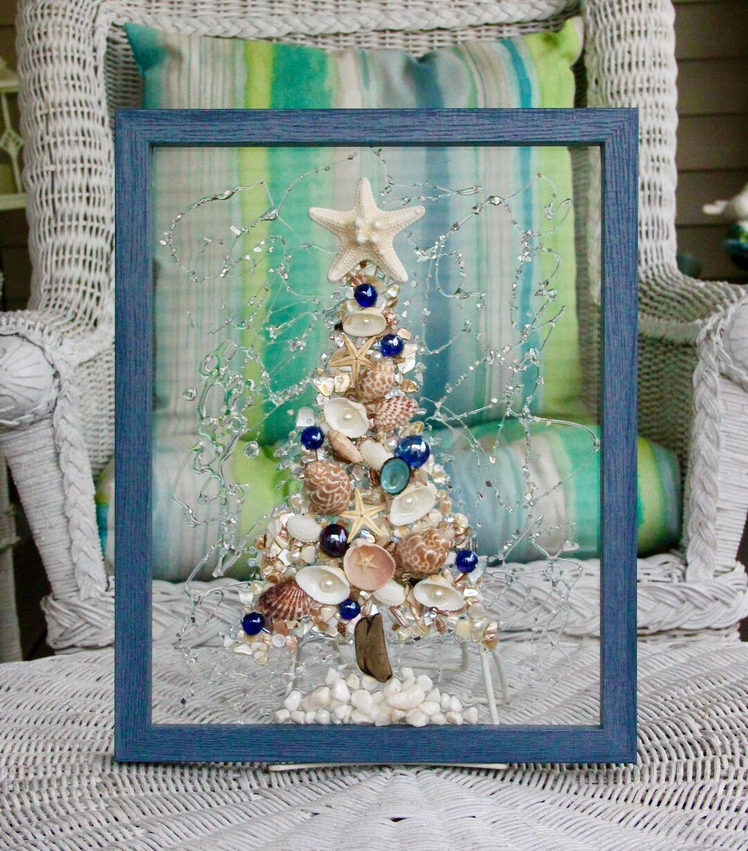 Blue Beach Christmas Decoration, Coastal Christmas Decor of Blue Shell ...