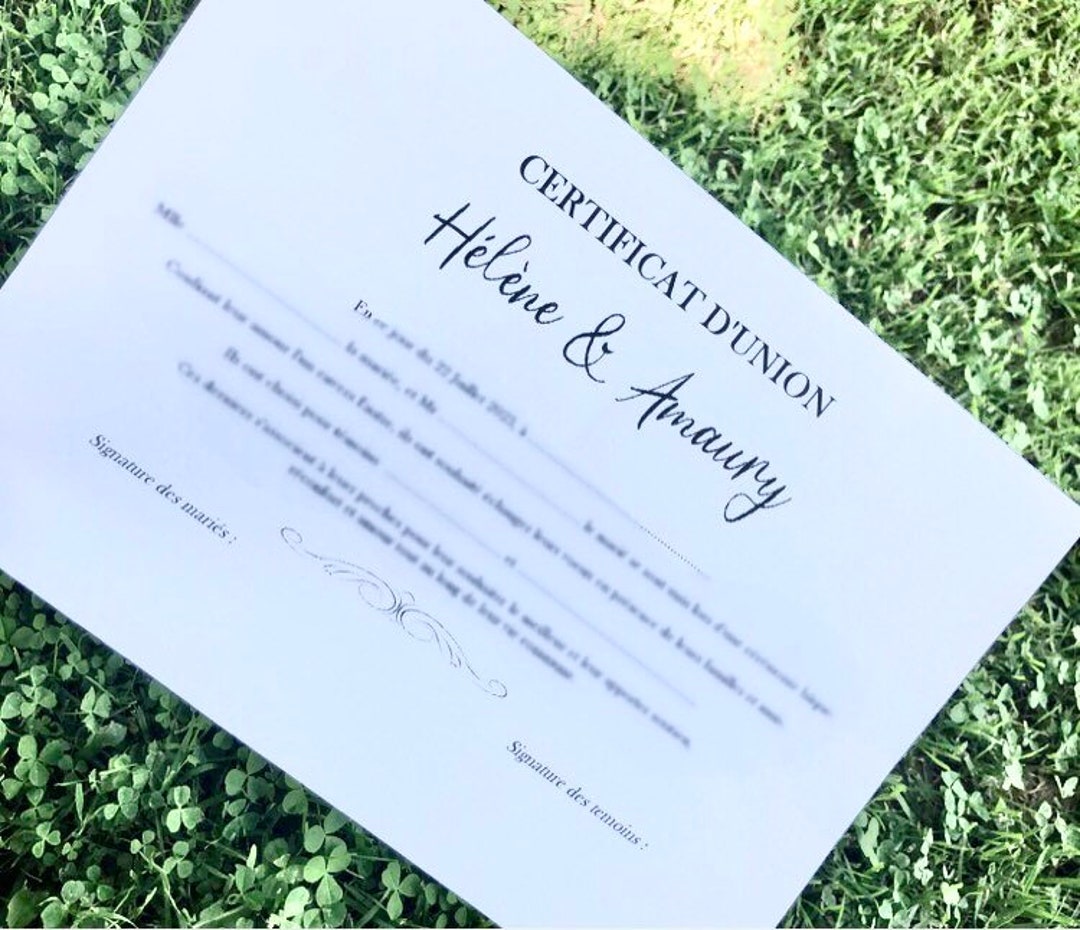Marriage/union Certificate - Secular Ceremony - Personalized - Fast ...
