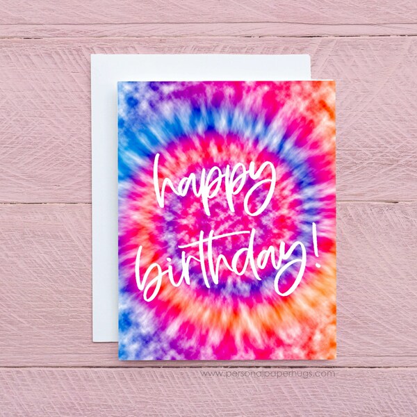 Tie Dye Birthday Card - Etsy