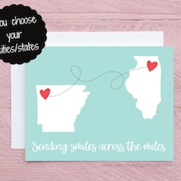 I Miss You - Long Distance Map Card, Countries Map, Travel Card, Love ...