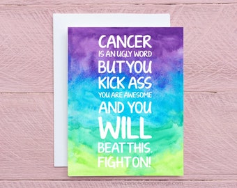 You Beat Cancer Card - Etsy