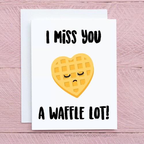 I Miss You Card I Miss You a Waffle Lot Kawaii Funny Pun | Etsy