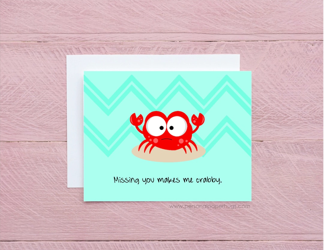 Missing You Card: Crabby Long Distance Relationship Card - Etsy