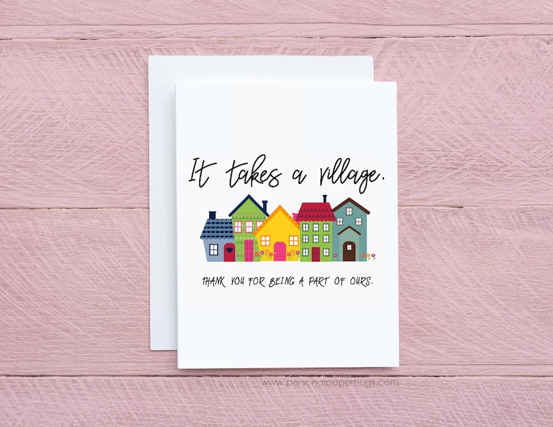 It Takes a Village Thank You Greeting Card for Teachers, Card for Mom ...