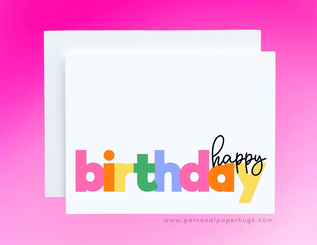Happy Birthday Colorful Birthday Card - Etsy
