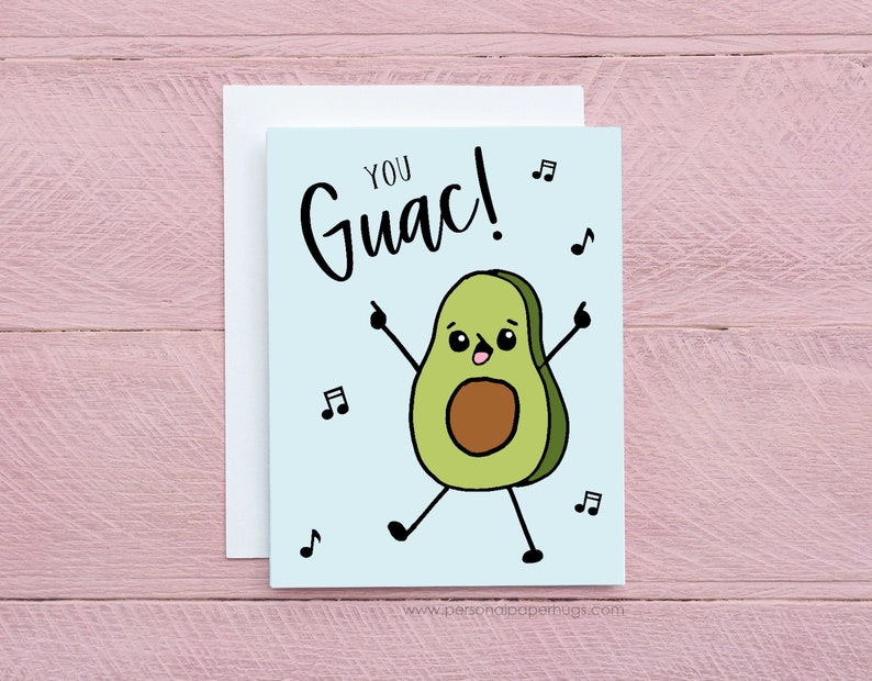 You Guac Avocado Funny Food Pun Card Punny Thank You Card | Etsy