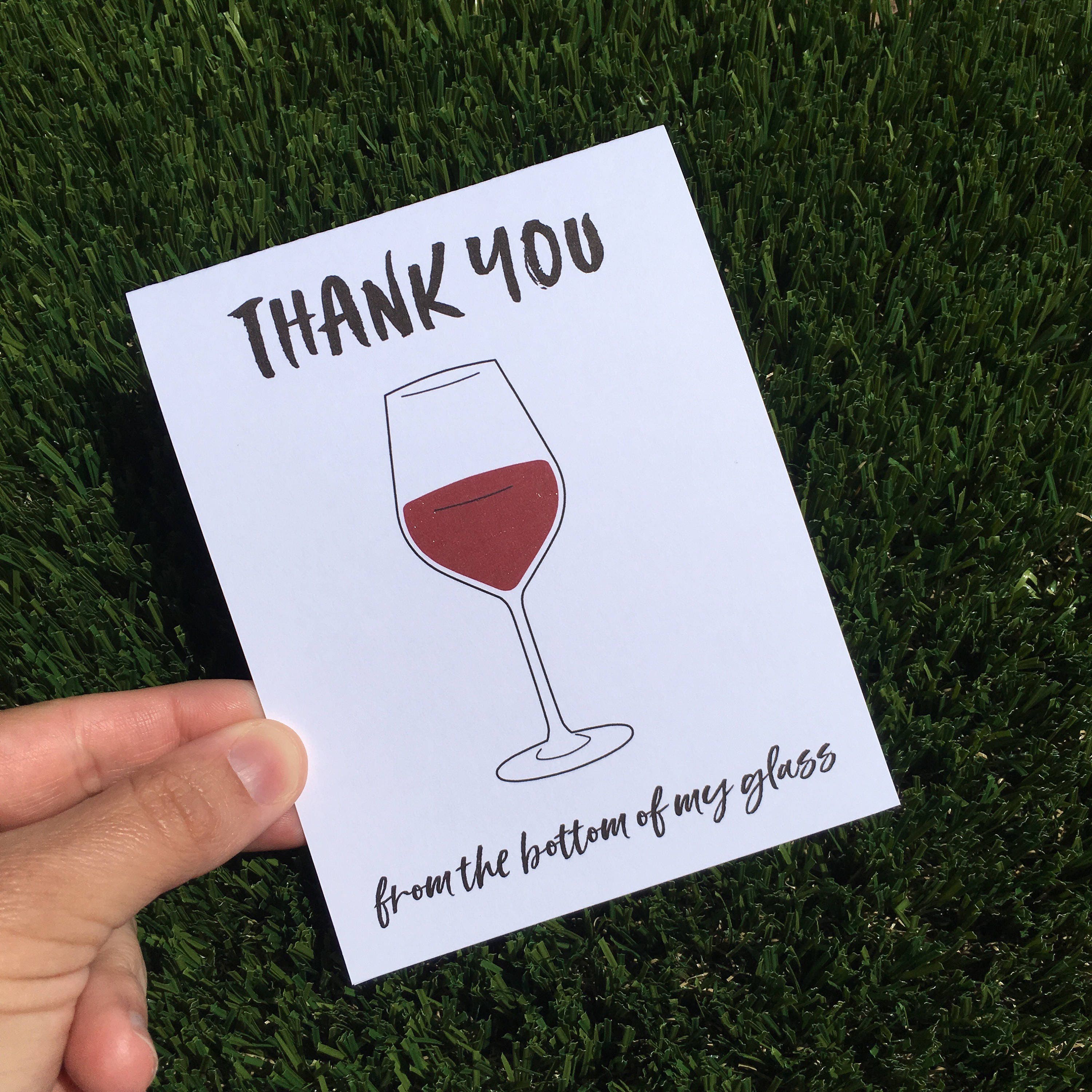 Thank You Card Wine Card Funny Wine Card Funny Thank You | Etsy