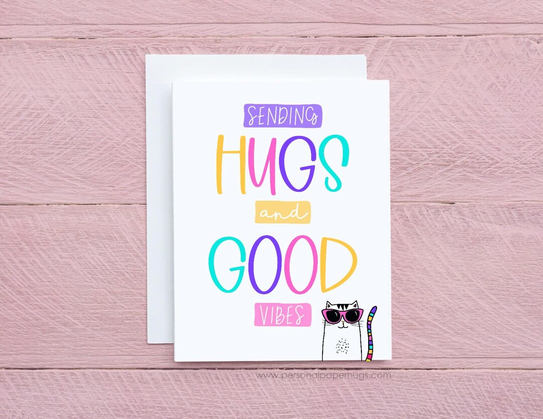 Encouragement Pick Me up Card, Cats Sending Hugs and Good Vibes, Card ...