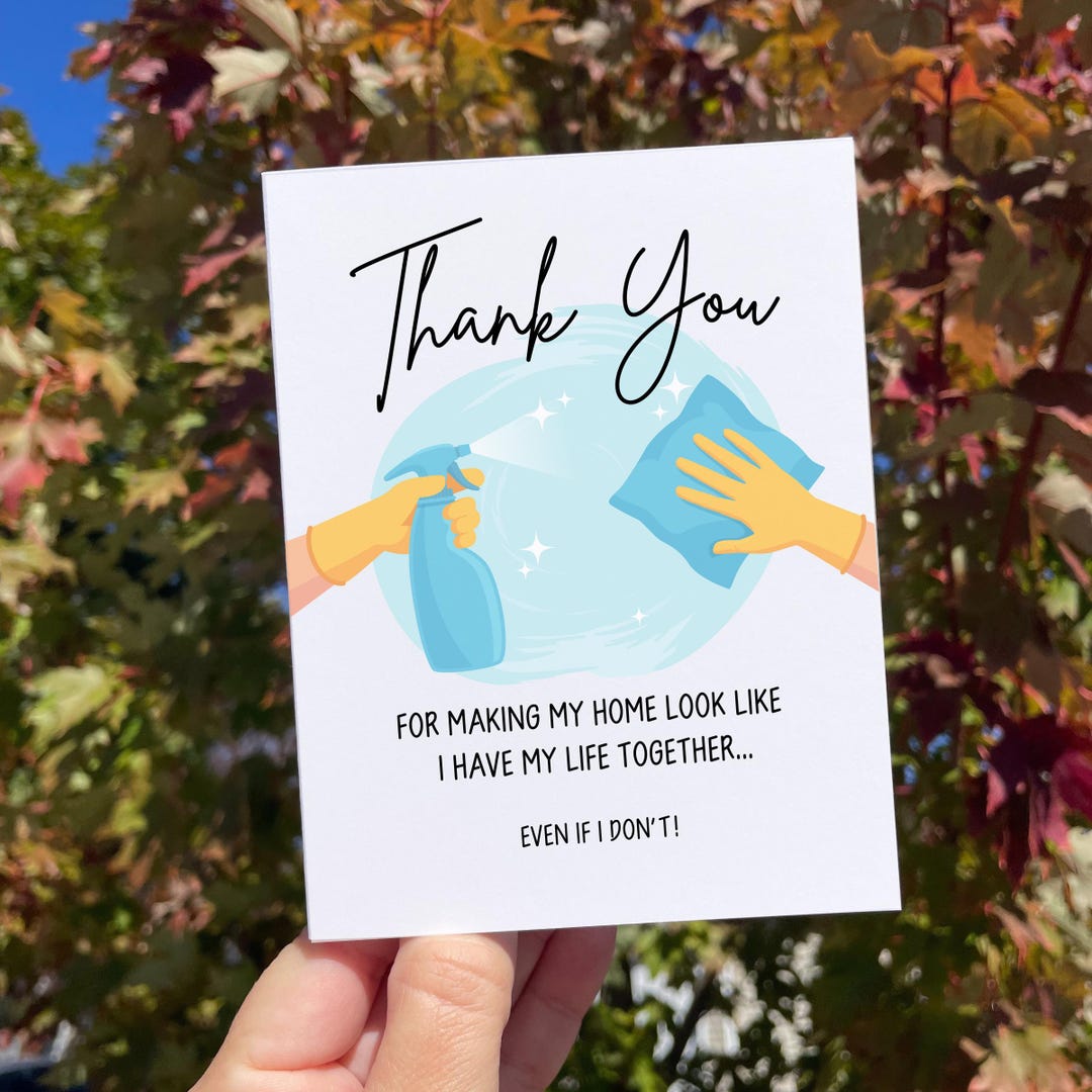 Maid Appreciation Card for Housekeeping and Cleaning Service Thank You ...