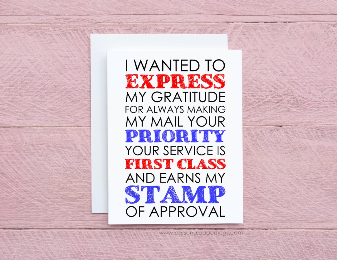 Card for Mail Carrier / Thank You / Card for Mail Man / Card for Post ...
