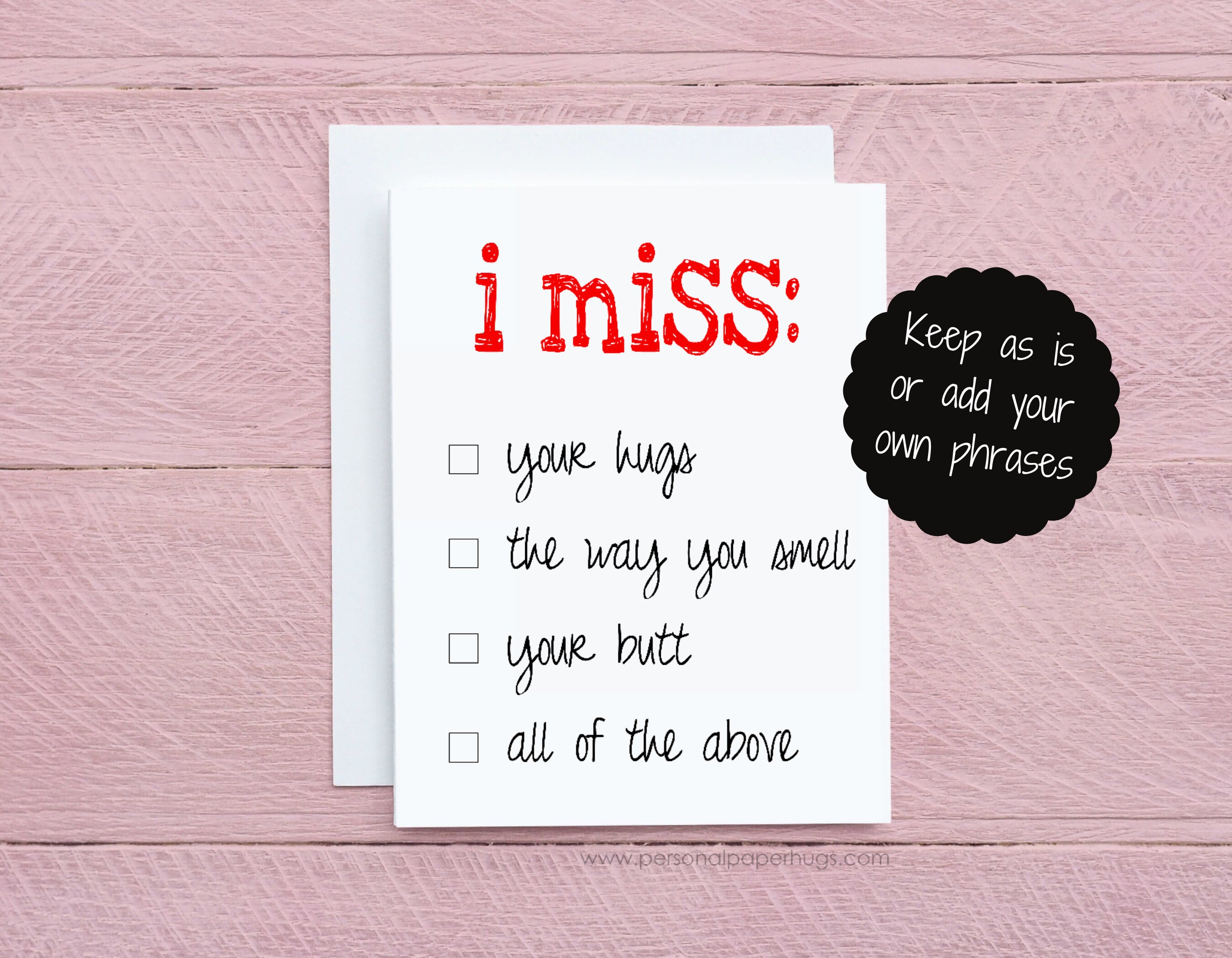 I miss you card / missing you card / Funny ldr card / LDR card | Etsy