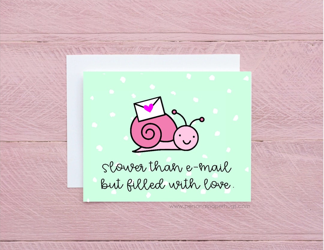 Funny Cute Snail Mail Social Distance Long Distance Greeting Card for ...
