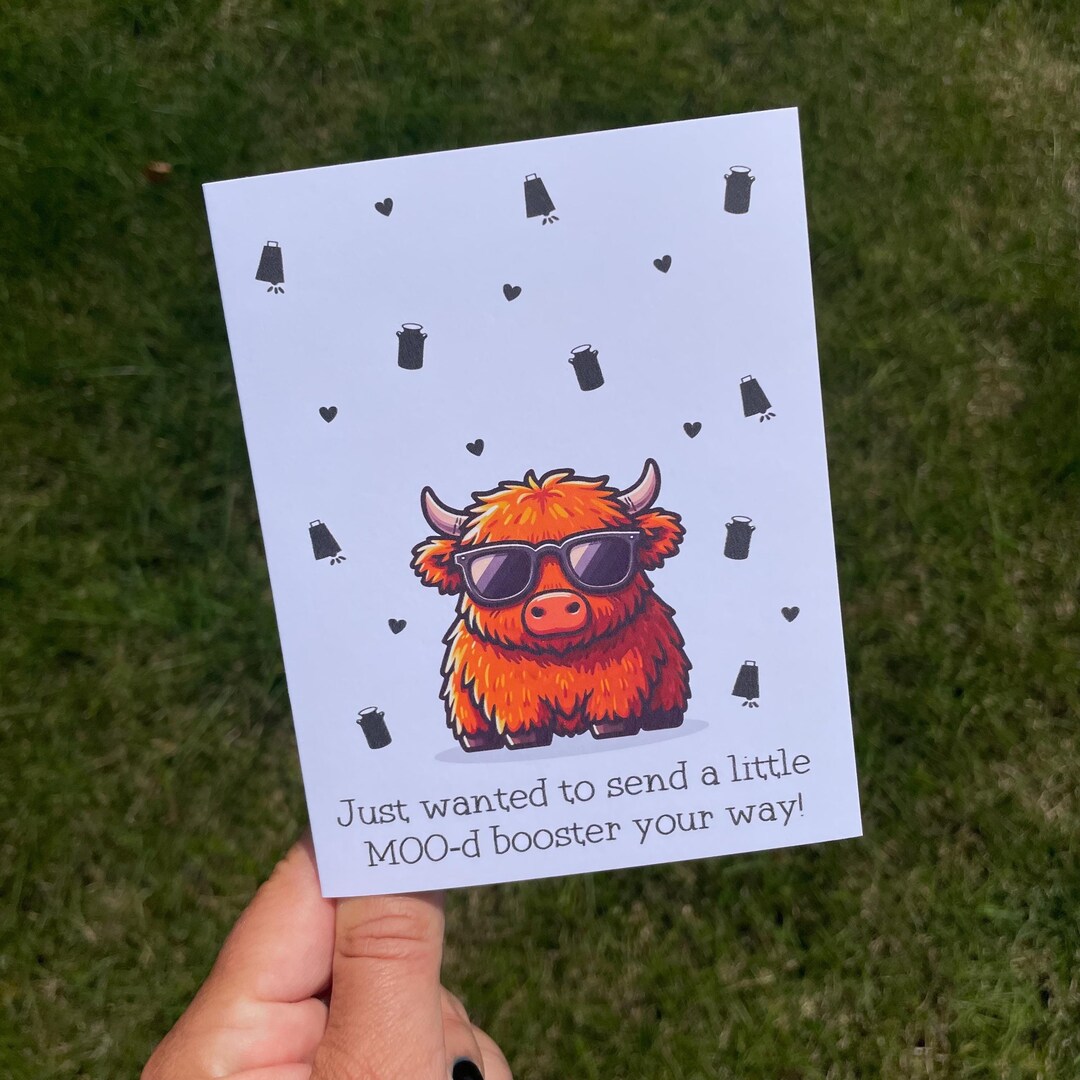 Highland Cow Greeting Card | Funny Encouragement Card | Just Wanted to ...