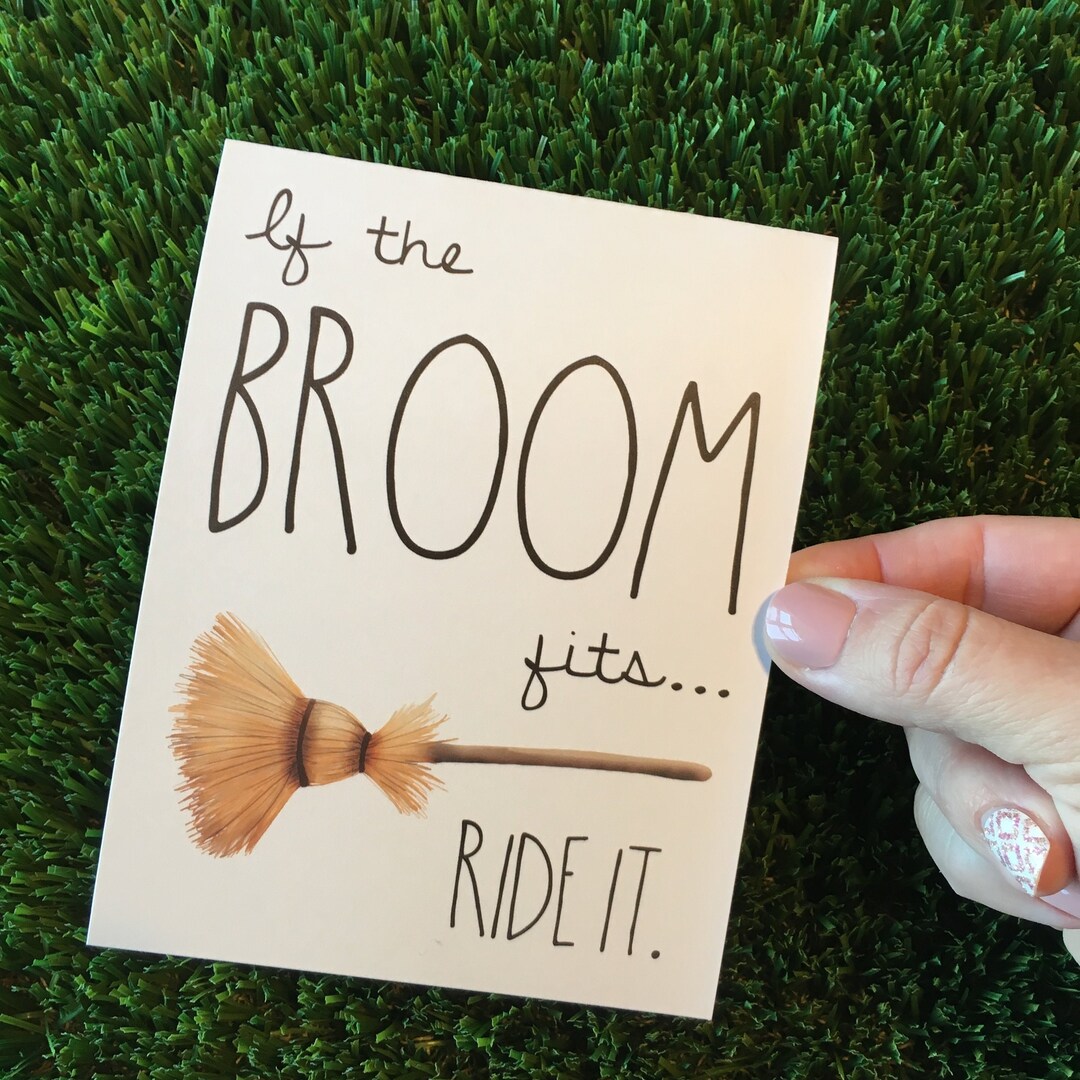 Funny Witch Broom Halloween Greeting Card, Funny Halloween Card for ...