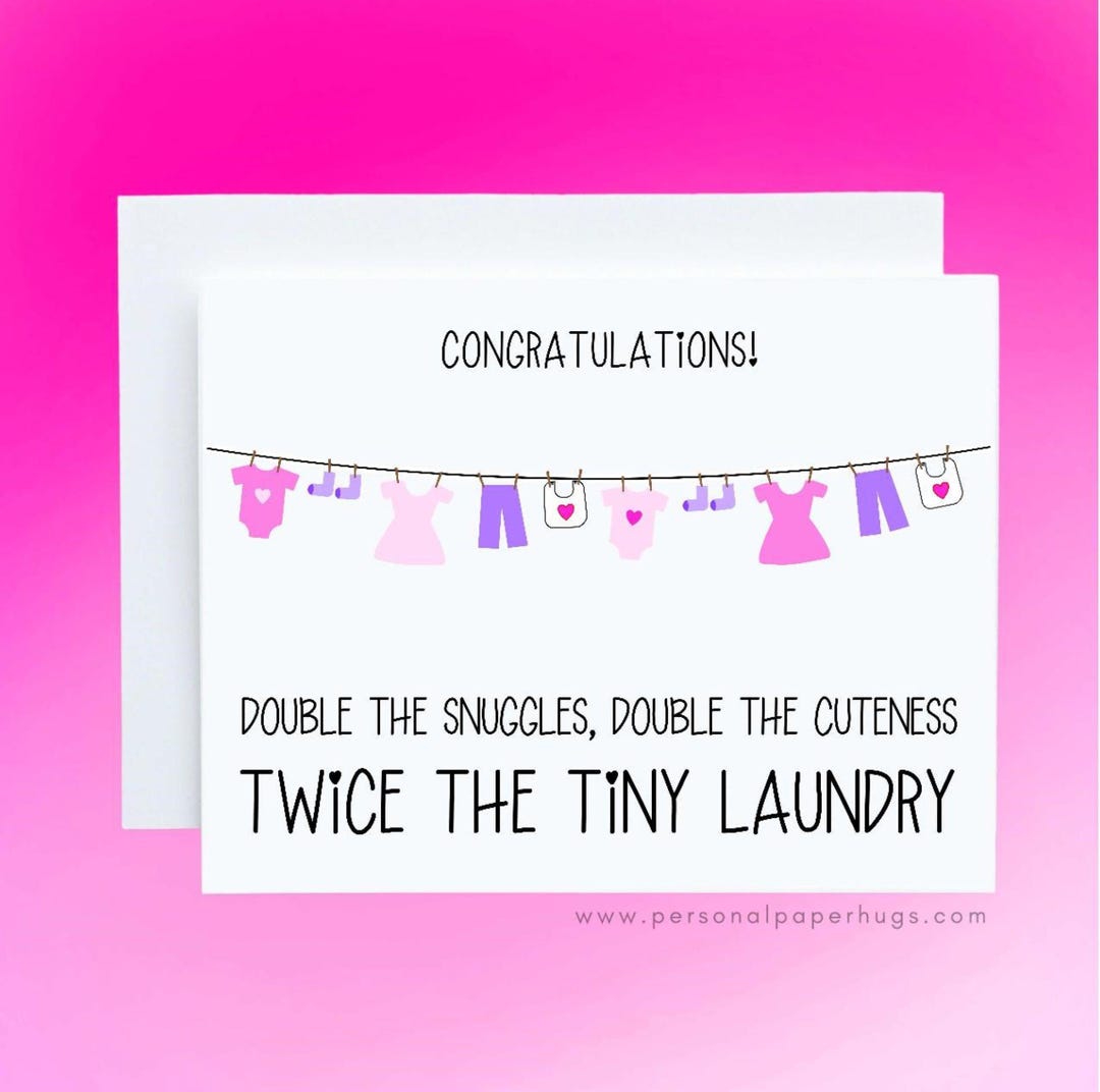 Cute Baby Twins Congratulations Card | Double the Snuggles, Twice the ...